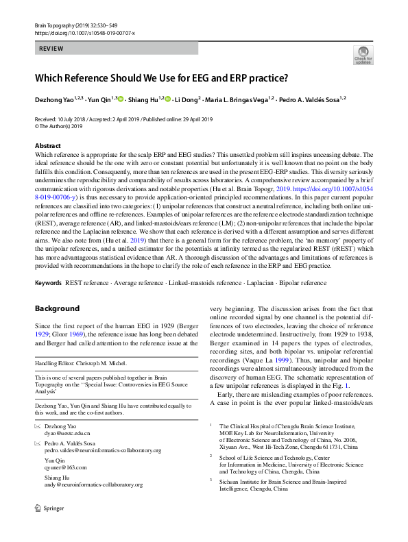 (PDF) Which Reference Should We Use for EEG and ERP practice?