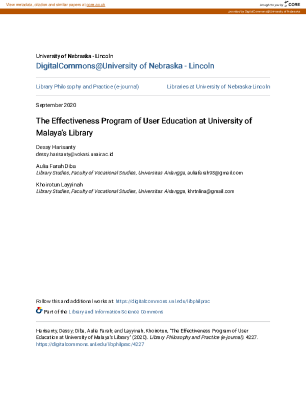(PDF) The Effectiveness Program of User Education at University of ...