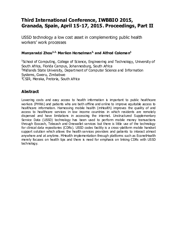 (PDF) USSD Technology a Low Cost Asset in Complementing Public Health ...