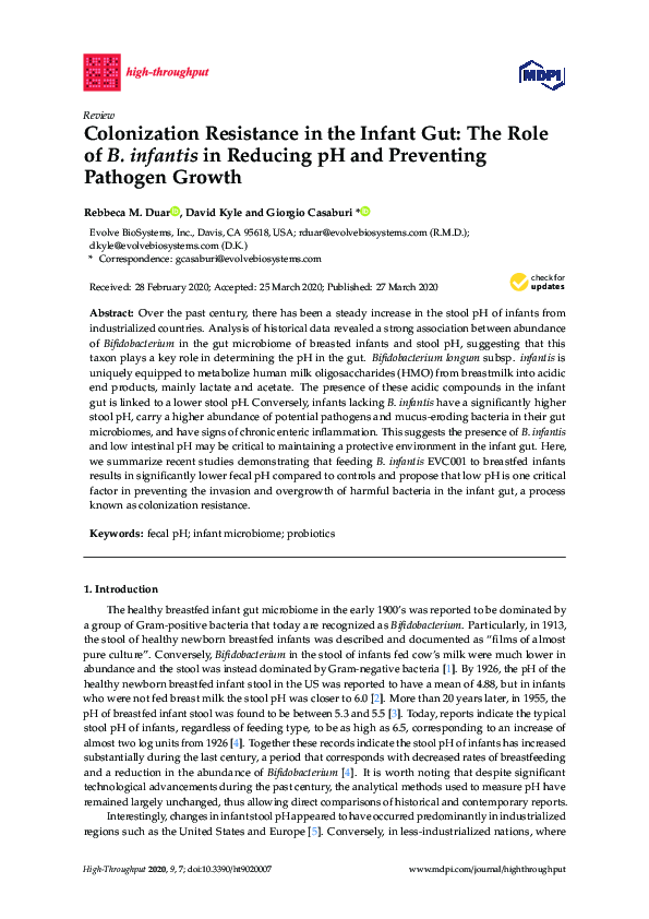 (PDF) Colonization Resistance in the Infant Gut: The Role of B ...