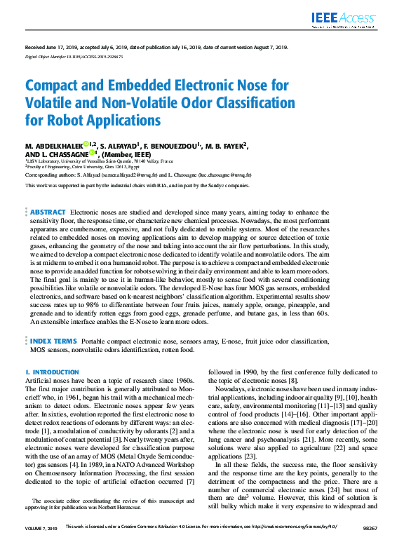 (PDF) Compact and Embedded Electronic Nose for Volatile and Non-Volatile Odor Classification for ...