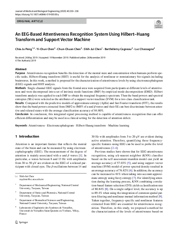 Pdf An Eeg Based Attentiveness Recognition System Using Hilbert Huang Transform And Support
