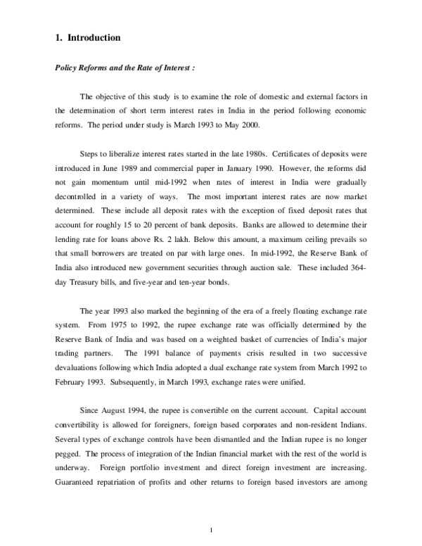 (PDF) Interest Rate Determination in India: The Role of Domestic and ...