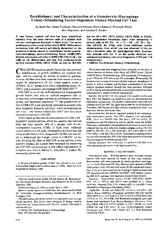 (PDF) Establishment and characterization of a granulocyte-macrophage ...