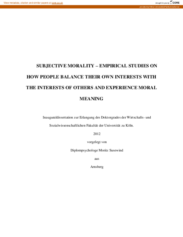 (PDF) Subjective morality. Empirical studies on how people balance ...