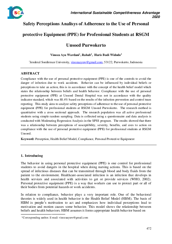 (PDF) Safety Perceptions Analisys of Adherence to the Use of Personal ...