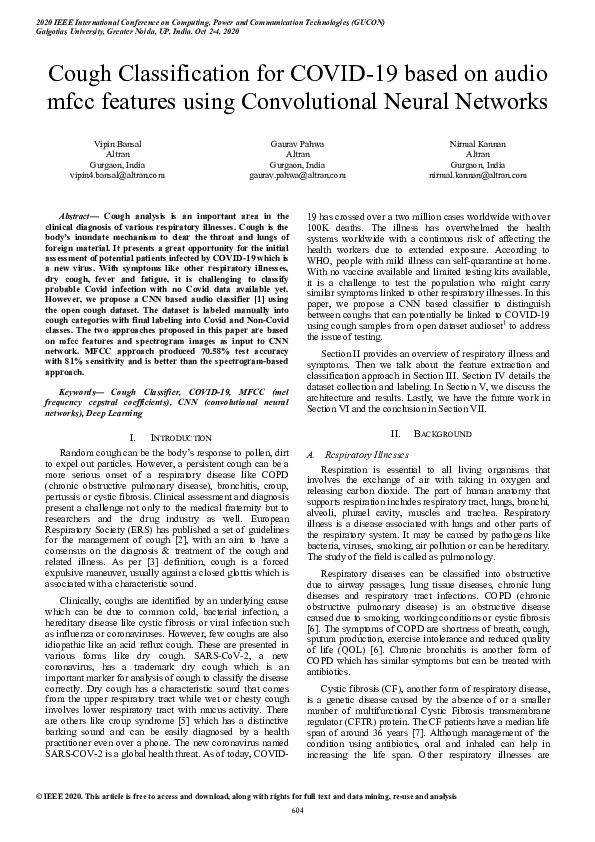 (PDF) Cough Classification for COVID-19 based on audio mfcc features using Convolutional Neural ...