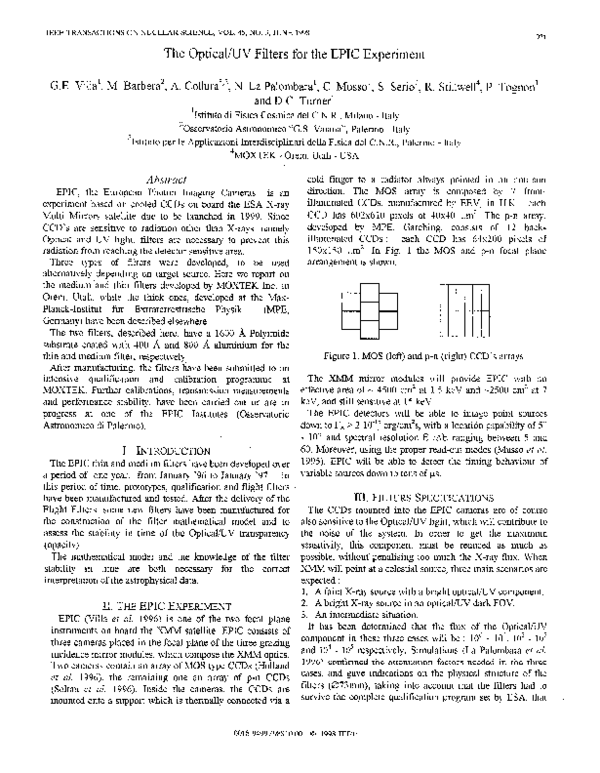 (PDF) The optical/UV filters for the EPIC experiment