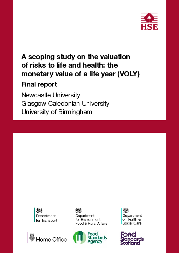 (PDF) A scoping study on the valuation of risks to life and health: the ...