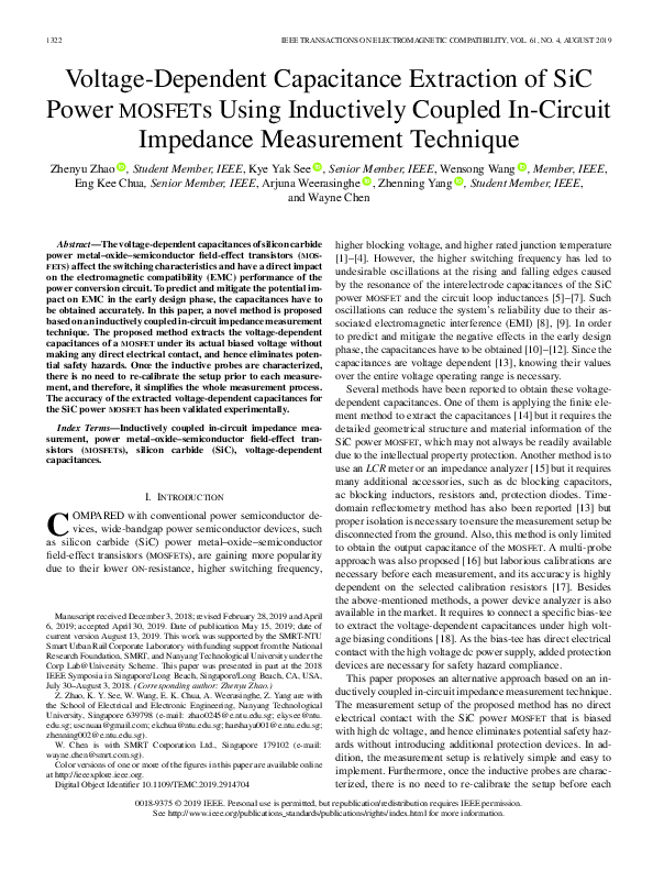 Pdf Voltage Dependent Capacitance Extraction Of Sic Power Mosfets Using Inductively Coupled In