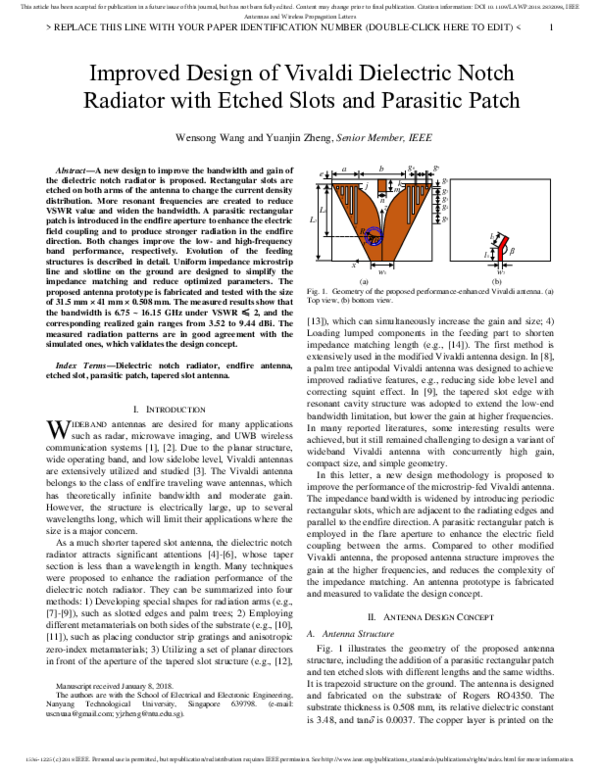 (PDF) Improved Design of the Vivaldi Dielectric Notch Radiator With ...