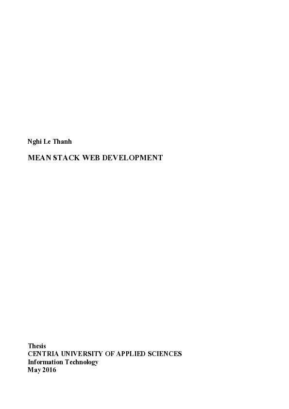 (PDF) Mean Stack Web Development