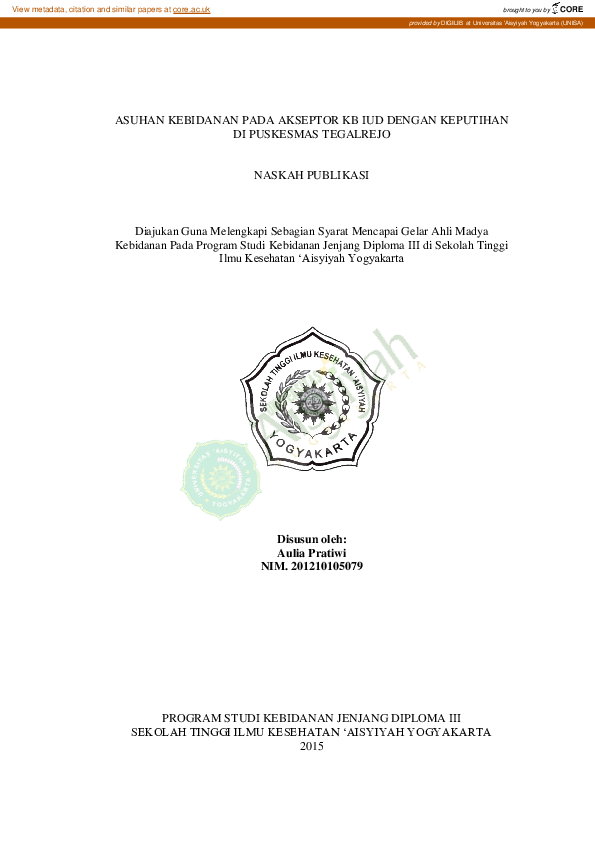 (PDF) Asuhan Kebidanan pada Akseptor KB IUD dengan Keputihan di ...