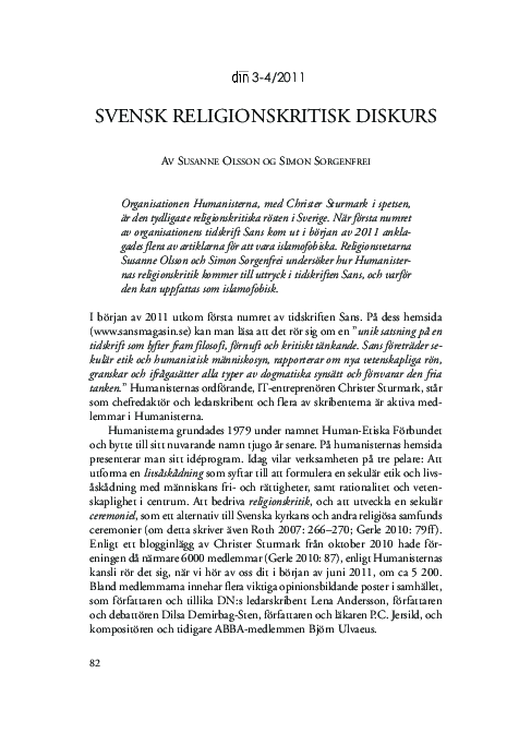 (PDF) Svensk religionskritisk diskurs