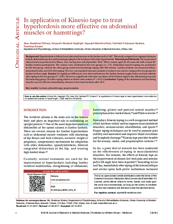 (PDF) Is application of Kinesio tape to treat hyperlordosis more ...