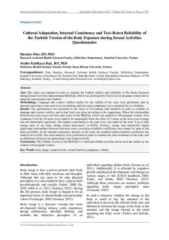 Pdf Cultural Adaptation Internal Consistency And Test Retest