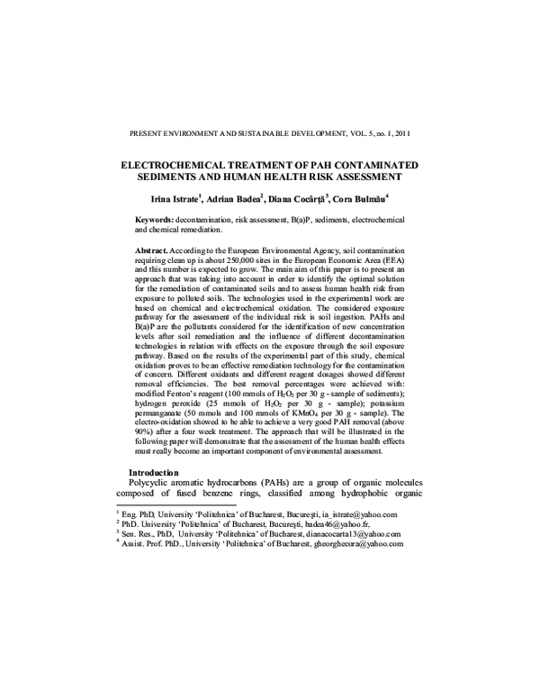 (PDF) Electrochemical treatment of PAH contaminated sediments and human ...