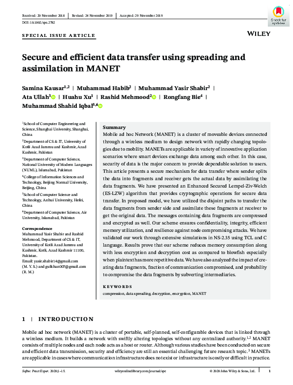 Pdf Secure And Efficient Data Transfer Using Spreading And