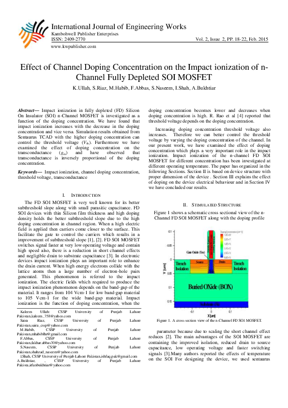 (PDF) Effect Of Channel Doping Concentration On The Impact Ionization ...