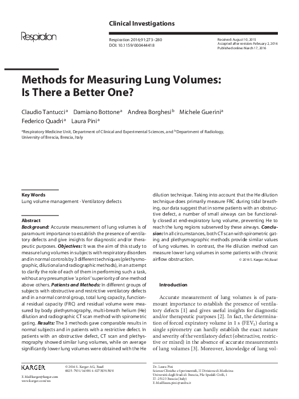 (PDF) Methods for Measuring Lung Volumes: Is There a Better One?