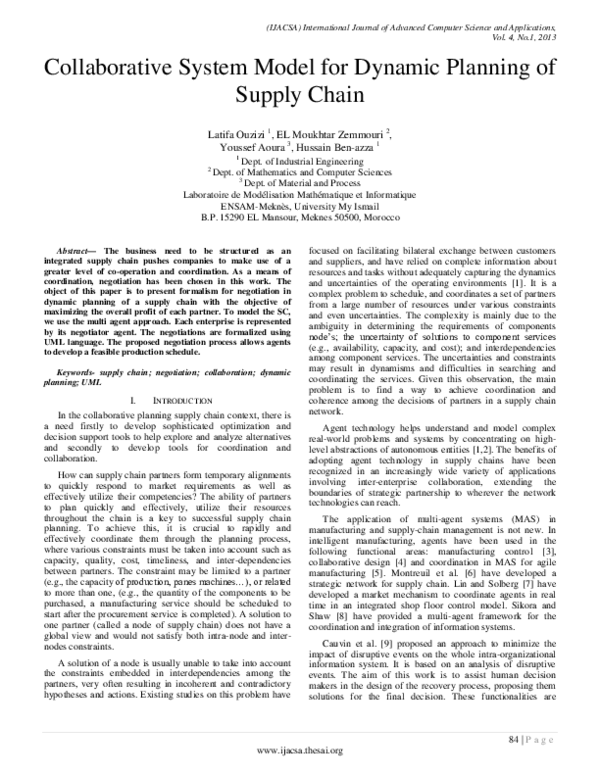 (PDF) Collaborative System Model for Dynamic Planning of Supply Chain