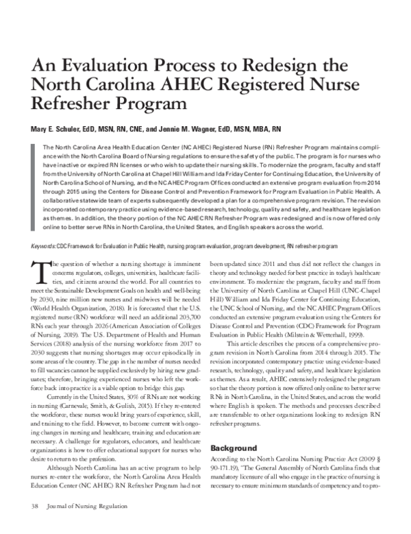 (PDF) An Evaluation Process to Redesign the North Carolina AHEC ...