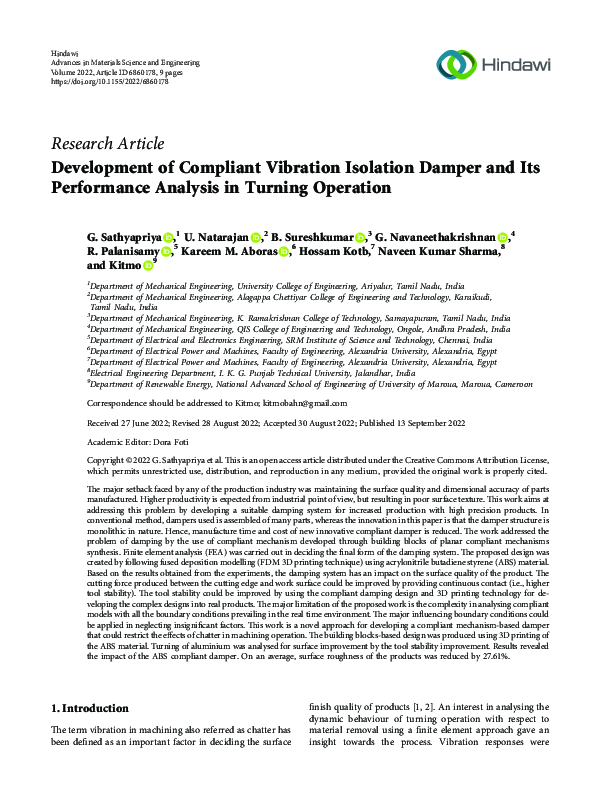 Pdf Development Of Compliant Vibration Isolation Damper And Its Performance Analysis In
