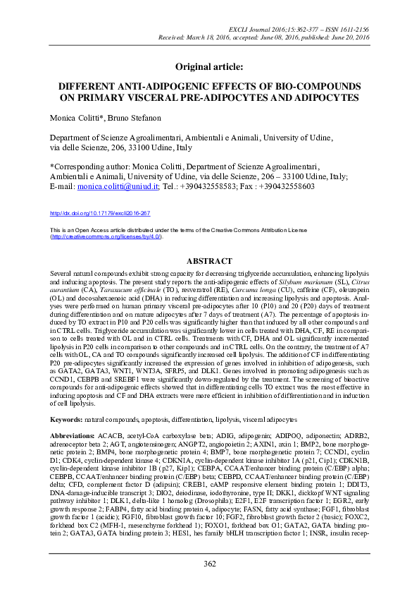 (PDF) Different anti-adipogenic effects of bio-compounds on primary ...