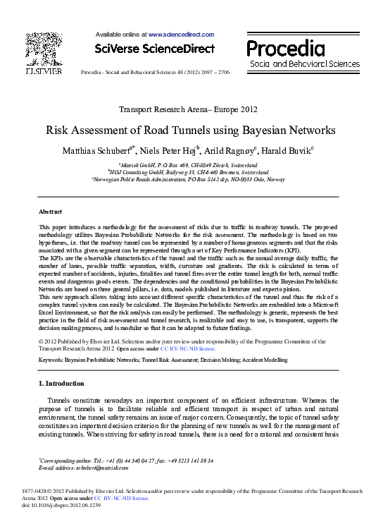 (PDF) Risk Assessment of Road Tunnels using Bayesian Networks