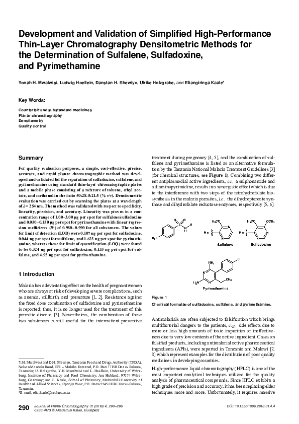 (PDF) Development and validation of simplified high-performance thin-layer chromatography ...