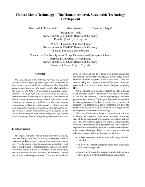 (PDF) Human media technology-the human-centered, sustainable technology ...