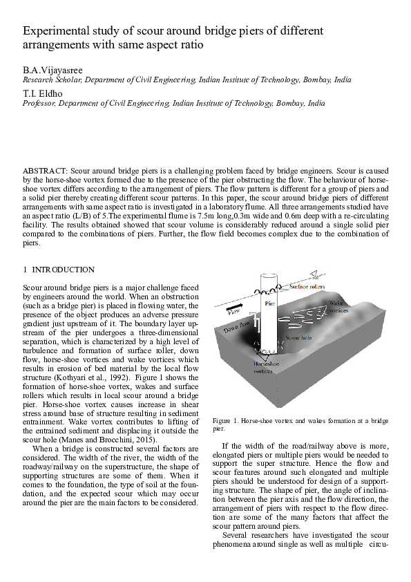 (PDF) Experimental study of scour around bridge piers of different arrangements with same aspect ...