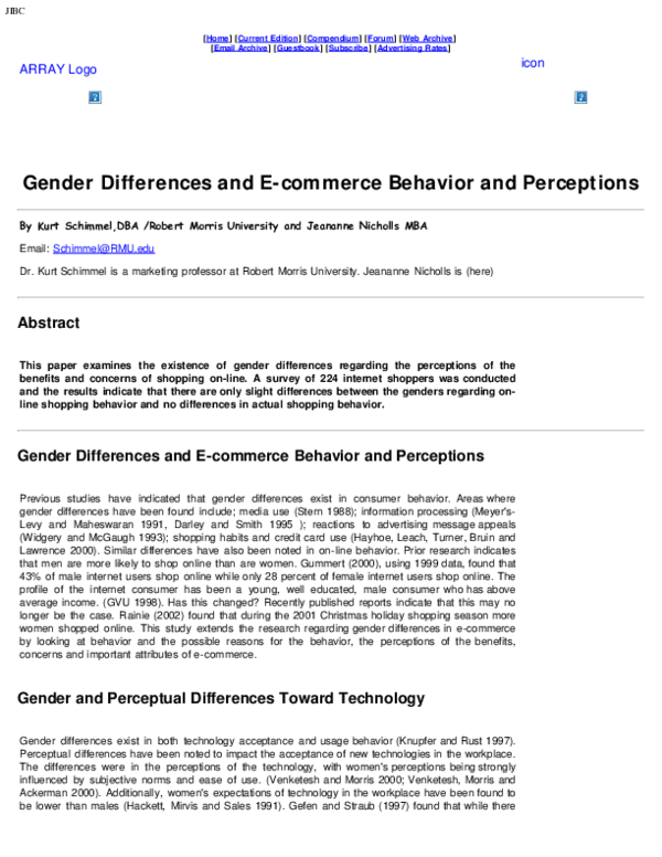 (PDF) Gender differences and e-commerce behavior and perceptions