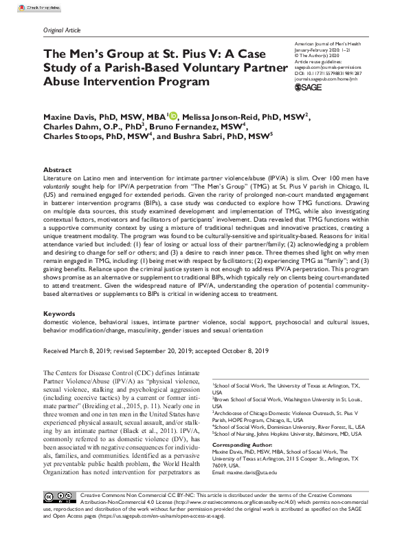(PDF) The Men’s Group at St. Pius V: A Case Study of a Parish-Based ...