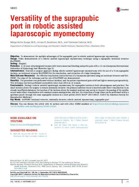 (PDF) Versatility of the suprapubic port in robotic assisted ...