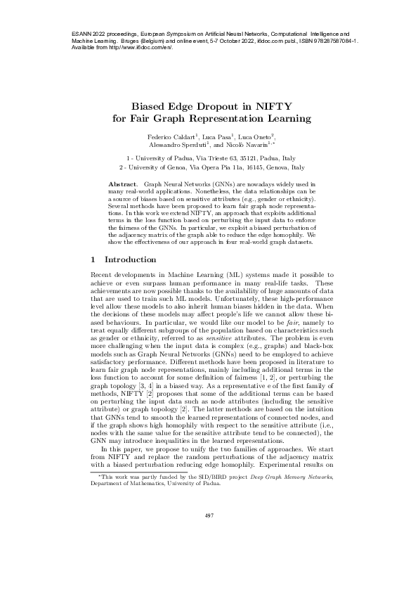 (PDF) Biased Edge Dropout in NIFTY for Fair Graph Representation Learning
