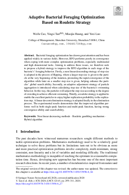 (PDF) Enhanced Bacterial Foraging with Roulette Strategy