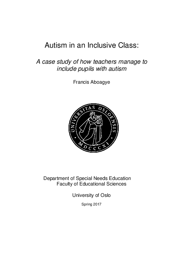 Pdf Inclusive Education For Autism Teacher Strategies In Practice