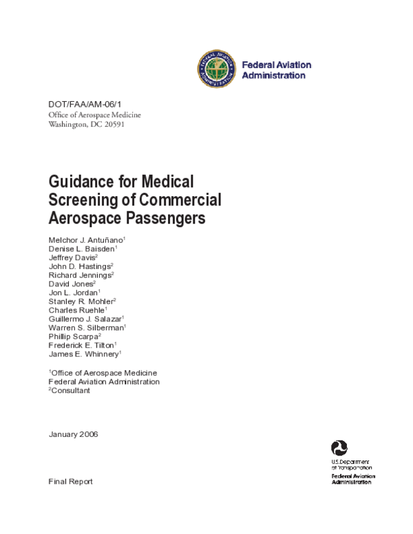(PDF) Guidance for Medical Screening of Commercial Aerospace Passengers