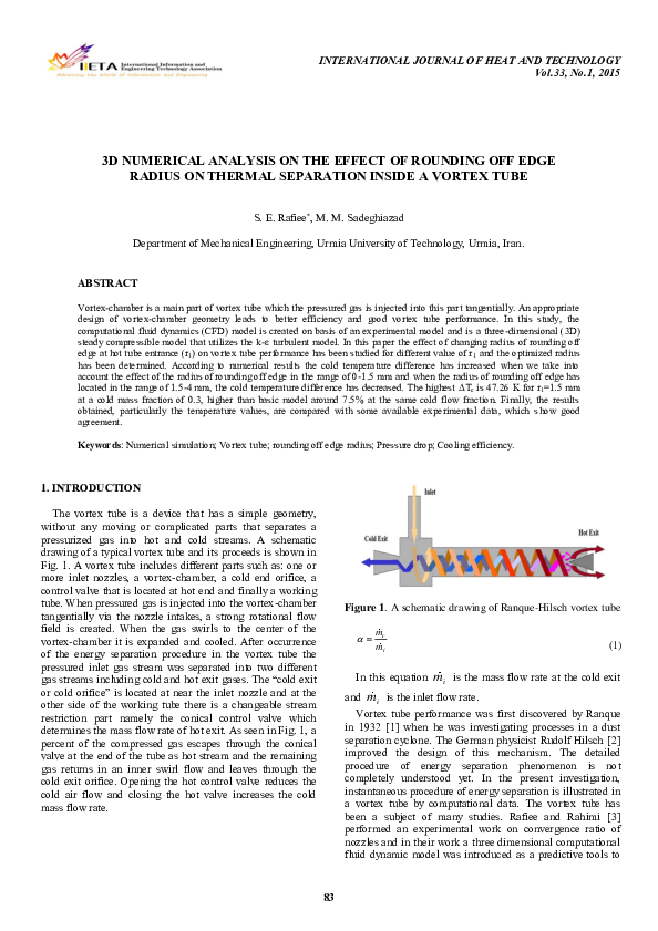 (PDF) 3D Numerical Analysis on the Effect of Rounding Off Edge Radius on Thermal Separation ...