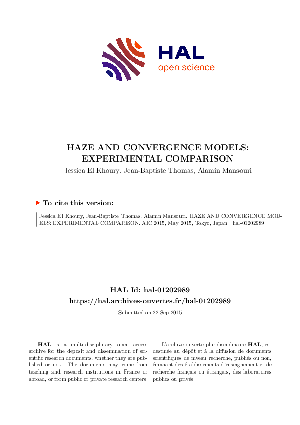 (PDF) Haze and Convergence Models: Experimental Comparison