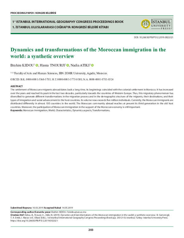 (PDF) Dynamics and transformations of the Moroccan immigration in the ...