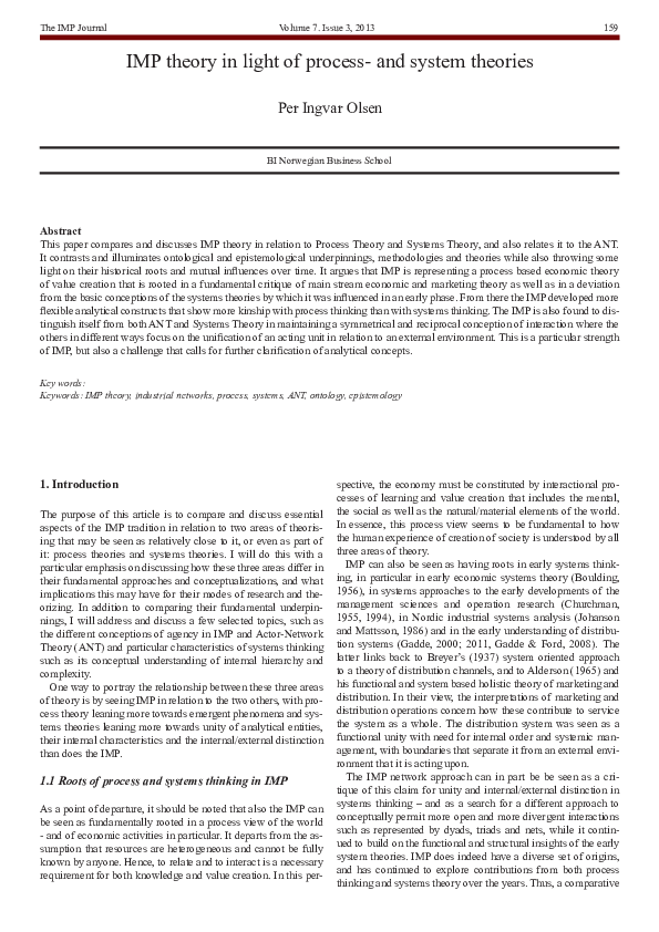 (PDF) IMP theory in light of process- and system theories