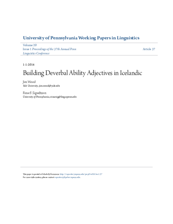 (PDF) Building deverbal ability adjectives in Icelandic