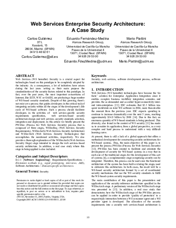 (PDF) Web services enterprise security architecture