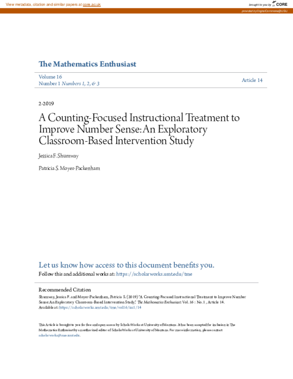 (PDF) A Counting-Focused Instructional Treatment to Improve Number Sense:An Exploratory ...