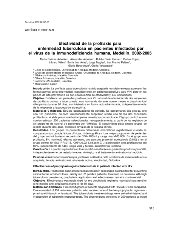 (PDF) Efectividad de la profilaxis para enfermedad tuberculosa en ...