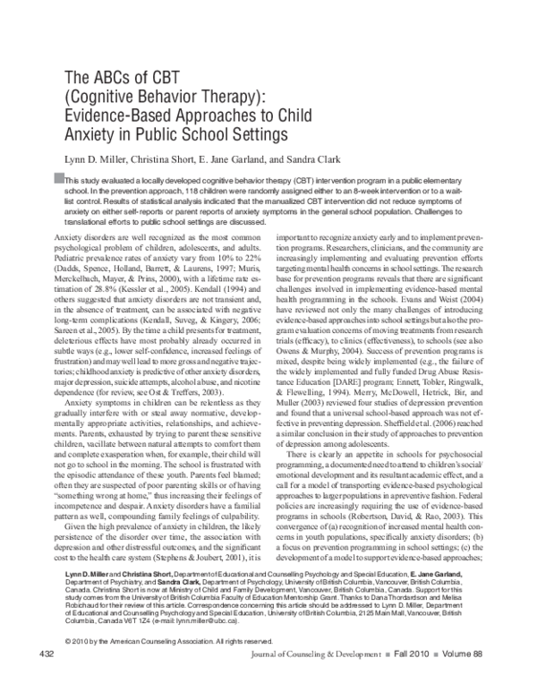 (PDF) The ABCs of CBT (Cognitive Behavior Therapy): Evidence-Based ...