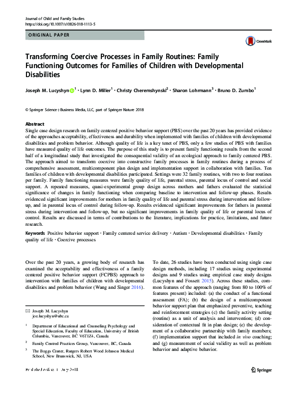 (PDF) Transforming Coercive Processes in Family Routines