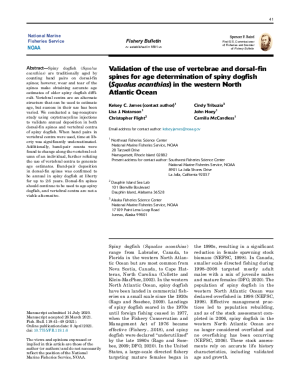 (PDF) Validation of the use of vertebrae and dorsal-fin spines for age ...